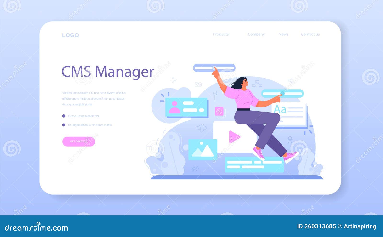 Web Administrator Web Banner or Landing Page. Content Management Stock ...
