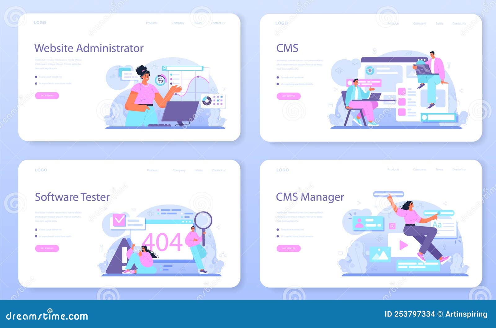 Web Administrator Web Banner or Landing Page Set. Content Management ...