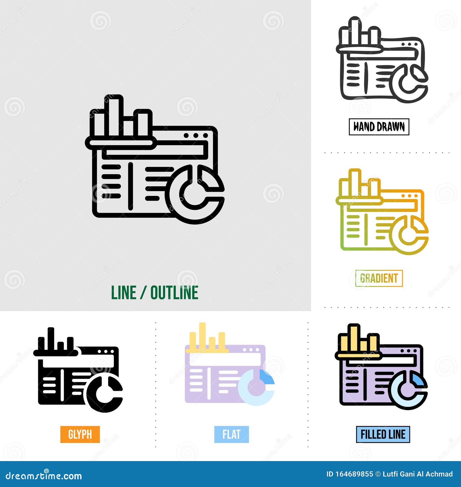 Web Analysis Icon in Six Different Styles, Based on Outline Style, Seo ...