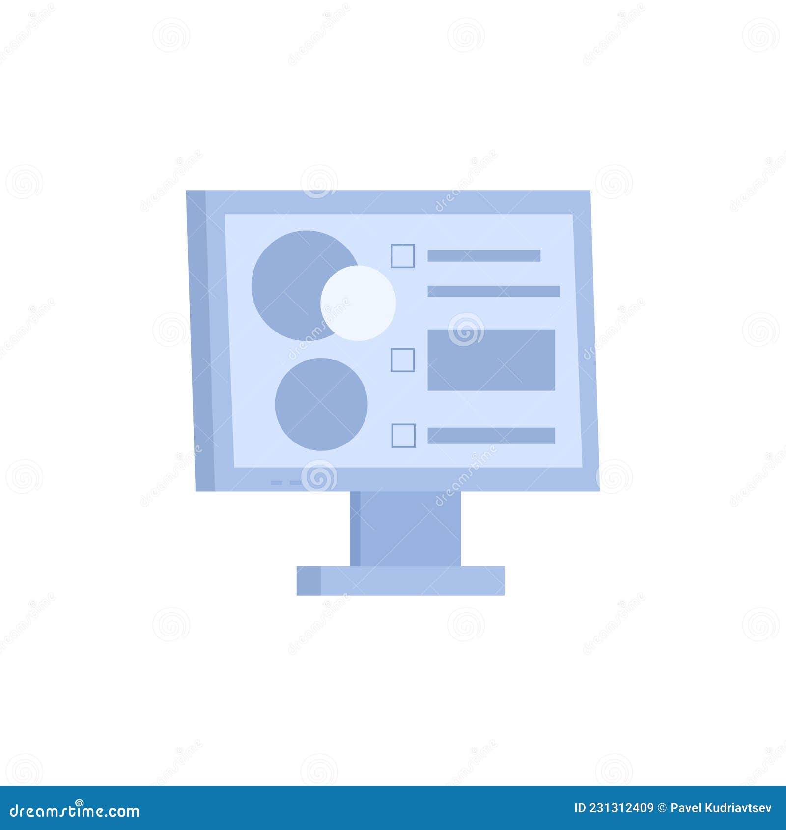 Web Analytic Graphs on Computer Screen Flat Vector Illustration ...