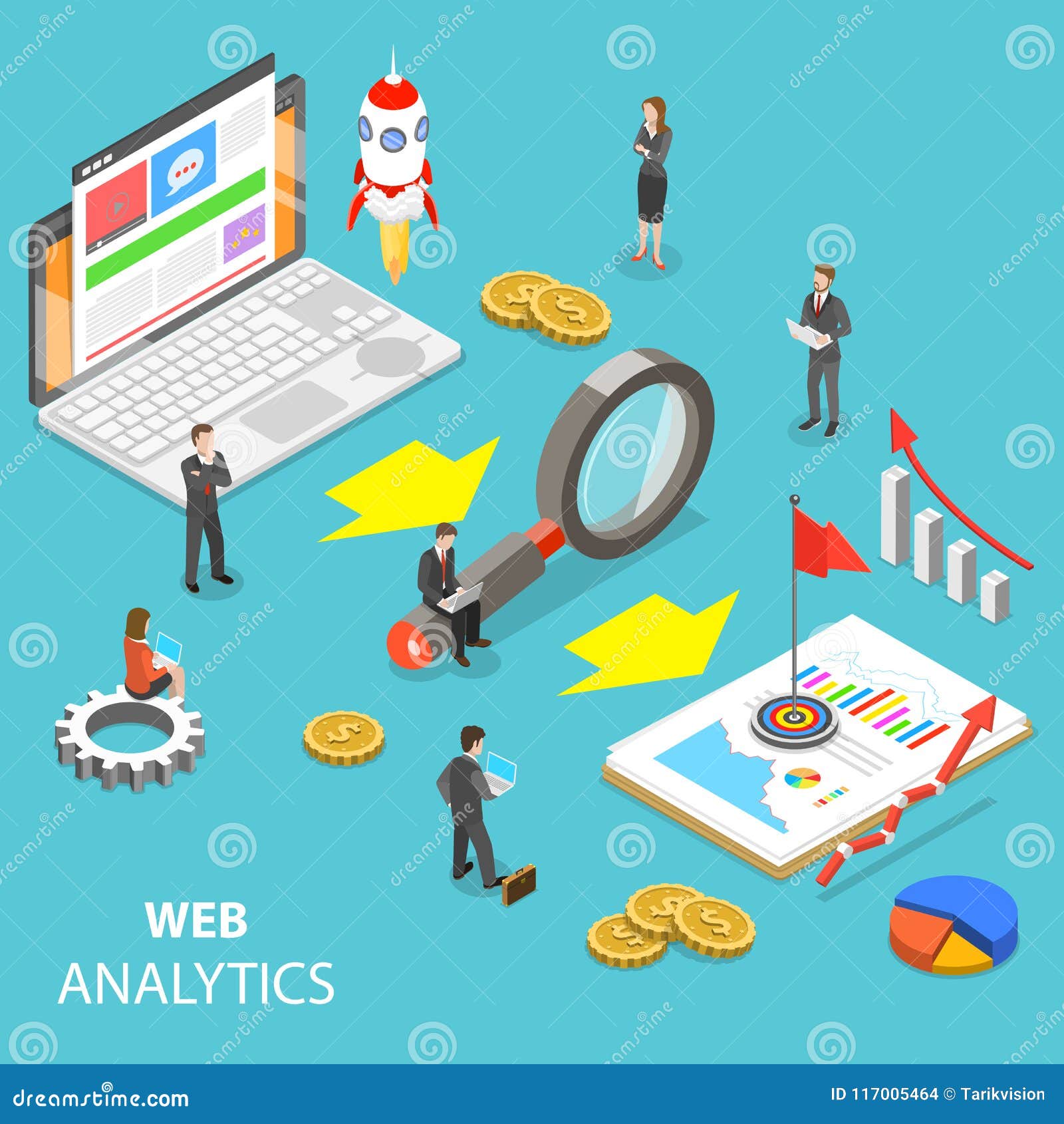 Web Analytics Flat Isometric Vector Concept. Stock Vector ...