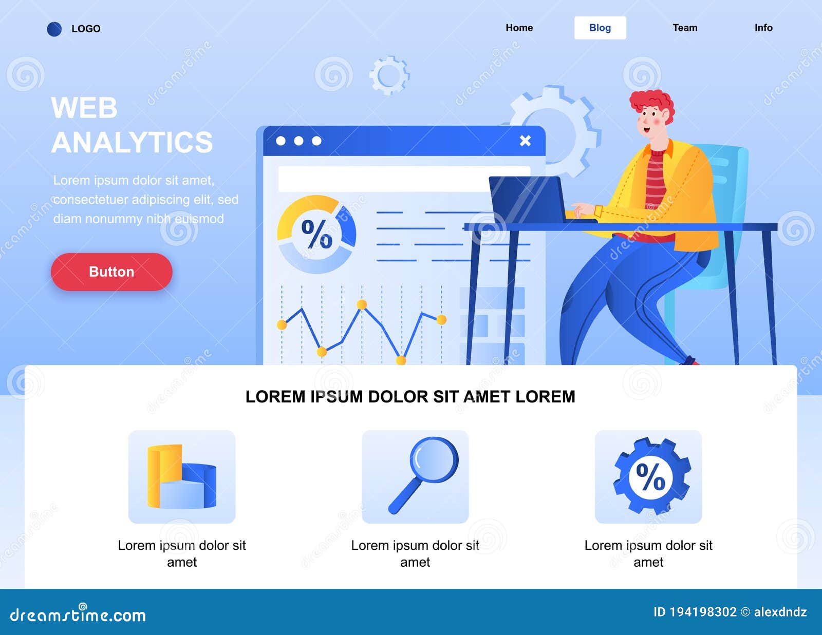 Web Analytics Flat Landing Page Design Stock Vector - Illustration of ...