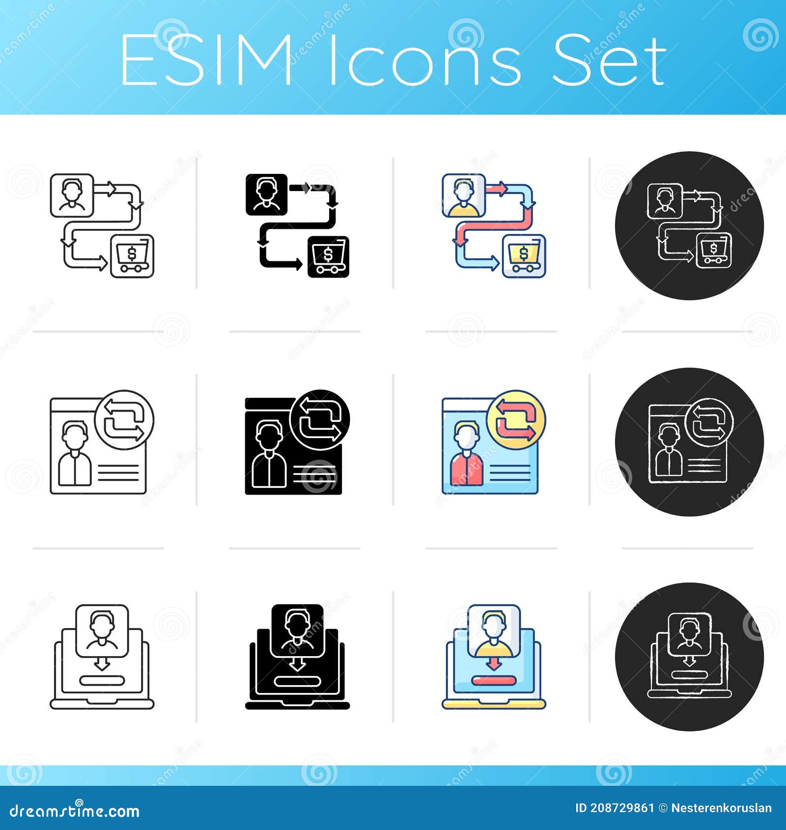 Customers Journey Map Line Banner Card With Shopping Icons. Vector ...