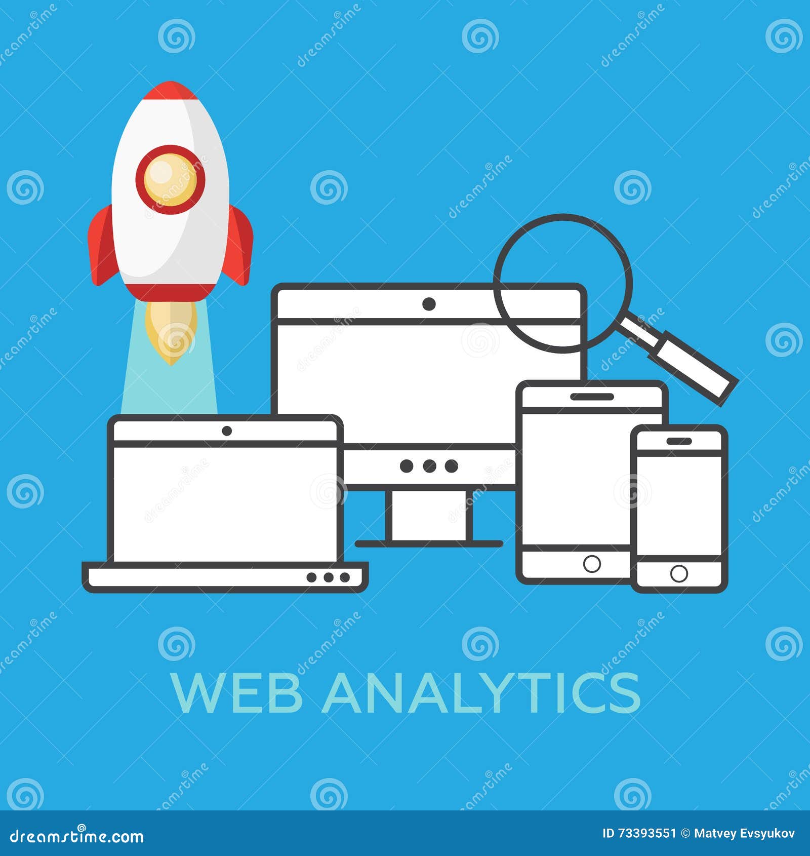 Web Analytics Information and Website Development Flat Concept ...