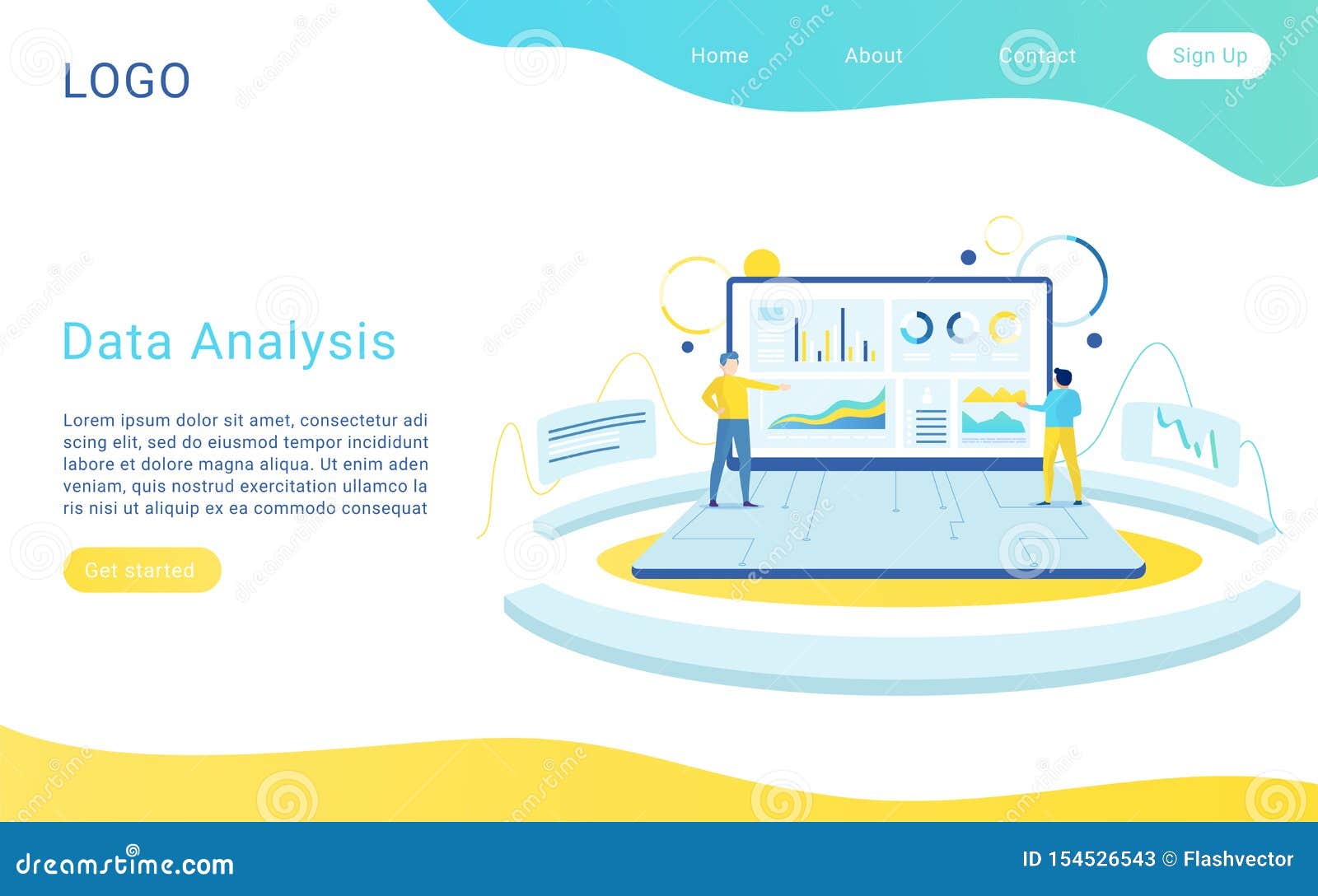 Web Analytics Landing Page Vector Template. Big Data Analysis Website ...