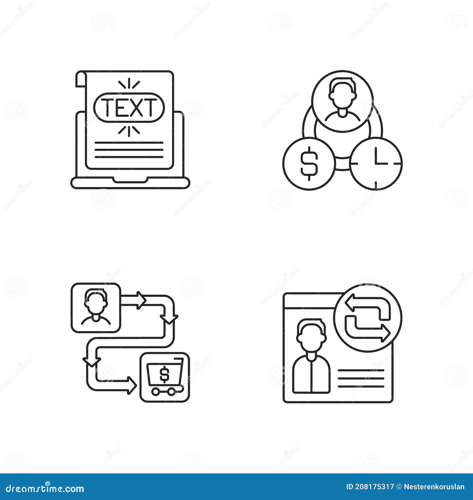 Customers Journey Map Line Banner Card With Shopping Icons. Vector ...