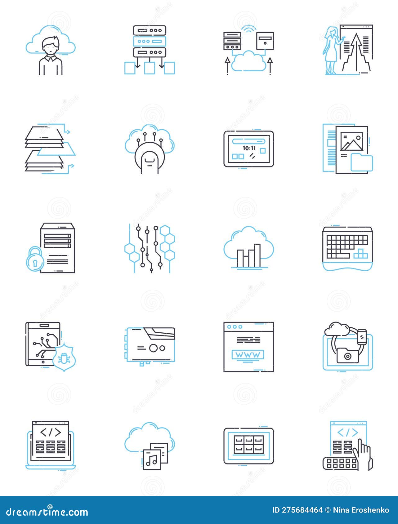 Web Analytics Linear Icons Set Tracking Analysis Metrics Conversion Behavior Segmentation