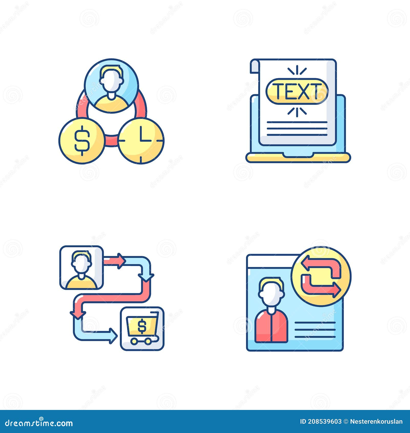 Customers Journey Map Line Banner Card With Shopping Icons. Vector ...