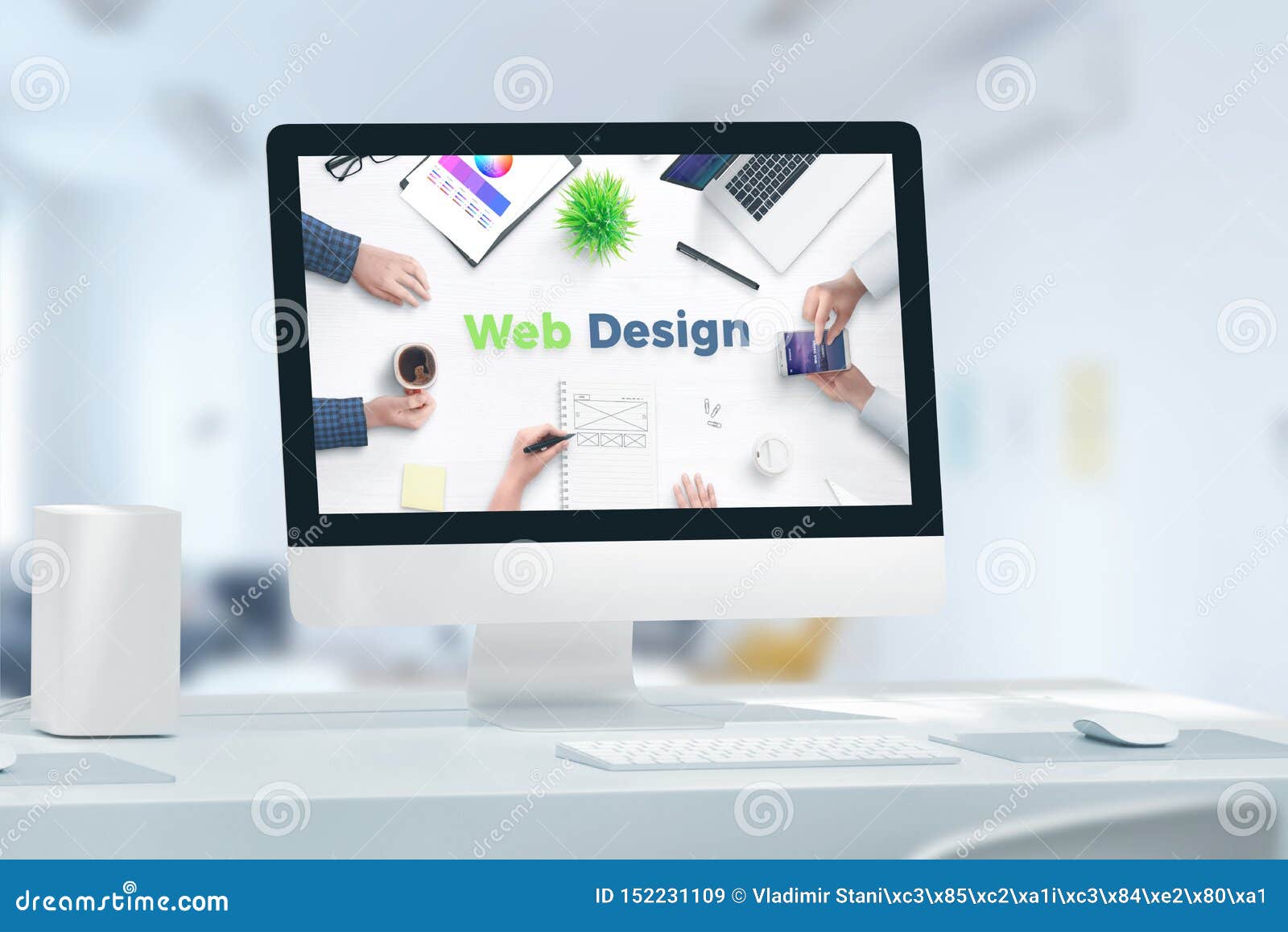 Web, App Design Studio Concept with Computer Display and Web Design ...