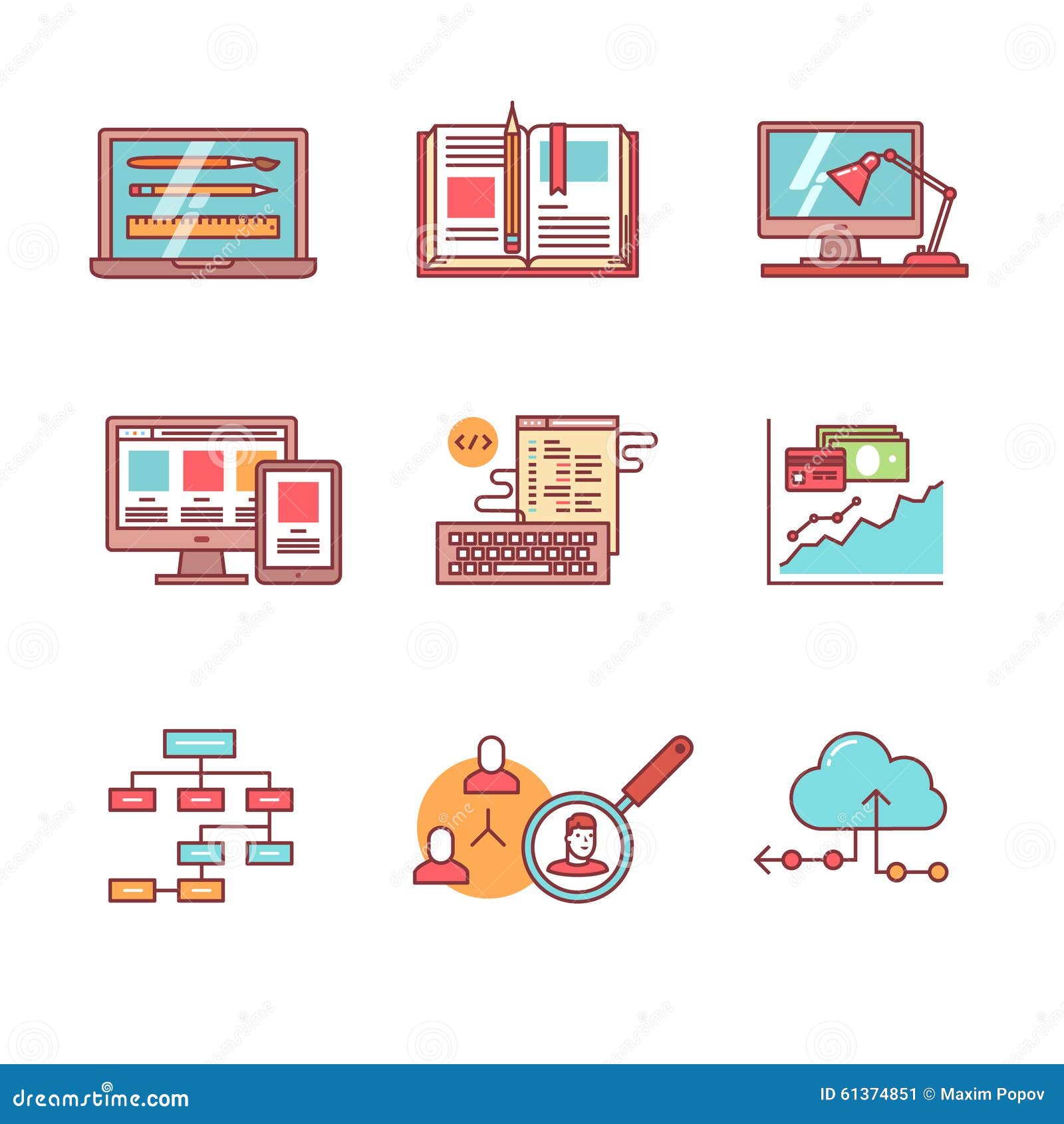 Web and App Development, Programming Icons Set Stock Vector ...
