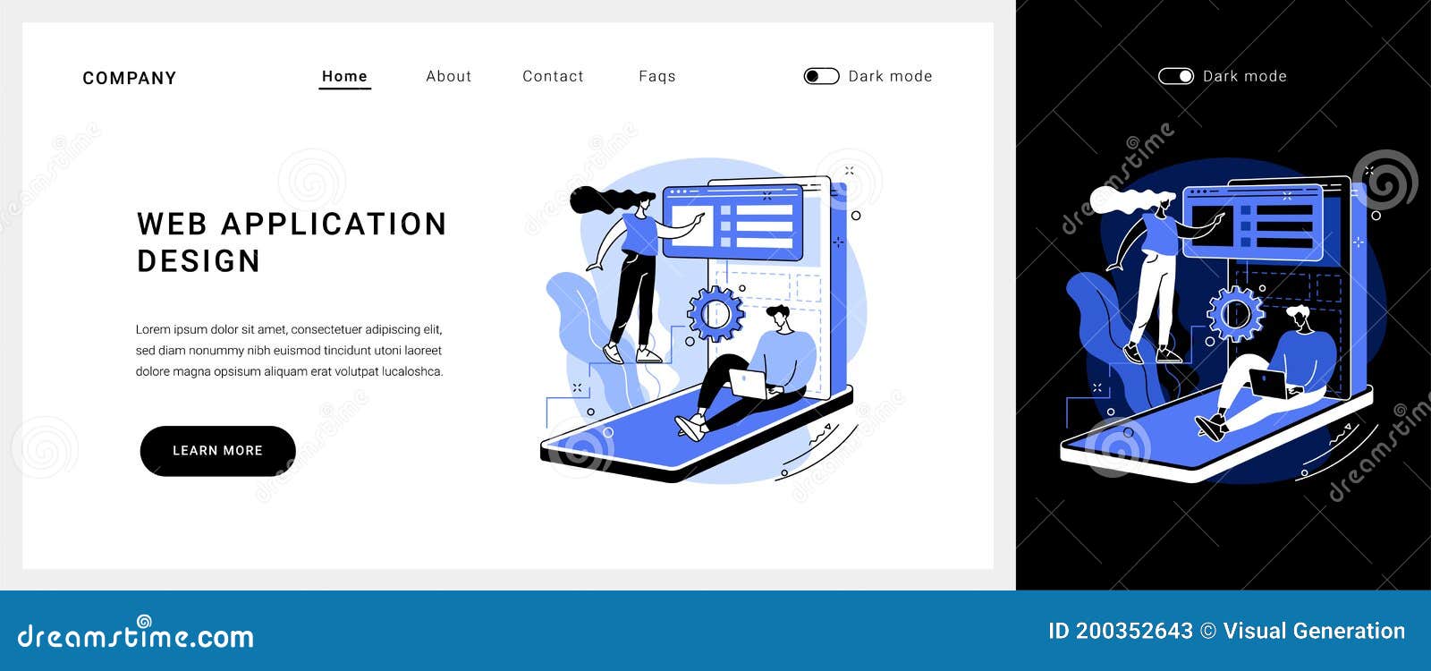 Web Application Design Vector Concept Landing Page. Stock Vector ...