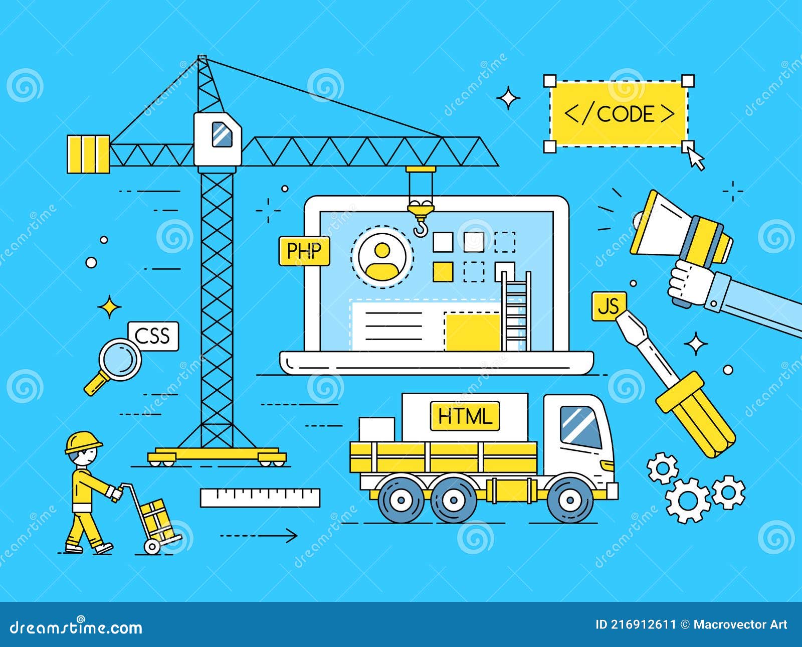 Web Application Development Process Stock Vector - Illustration of ...