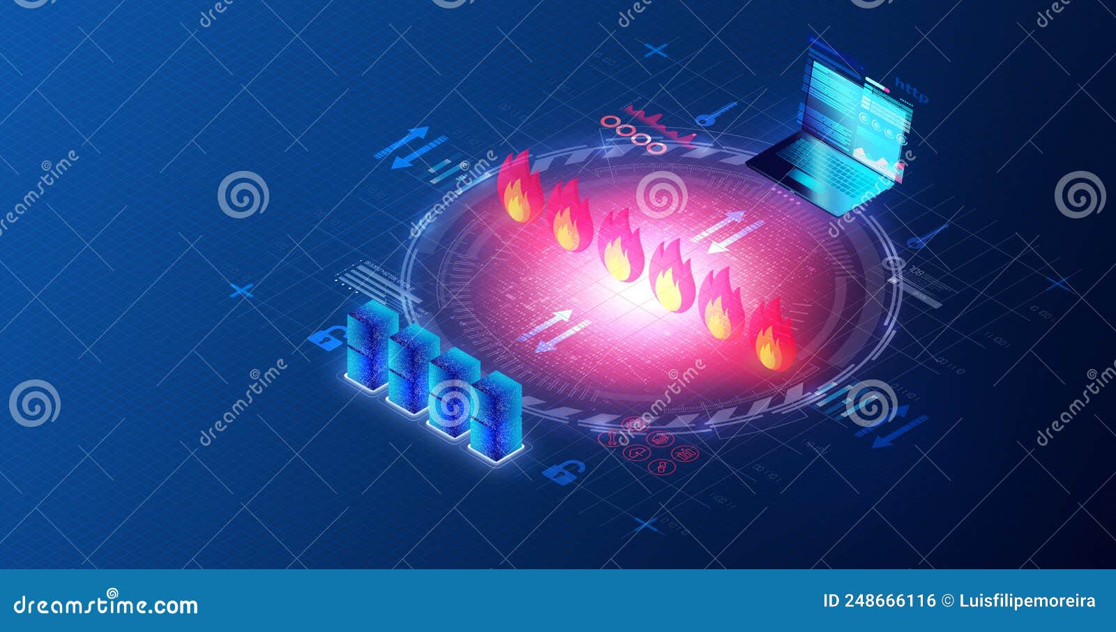 Web Application Firewall Concept - WAF - 3D Illustration Stock ...
