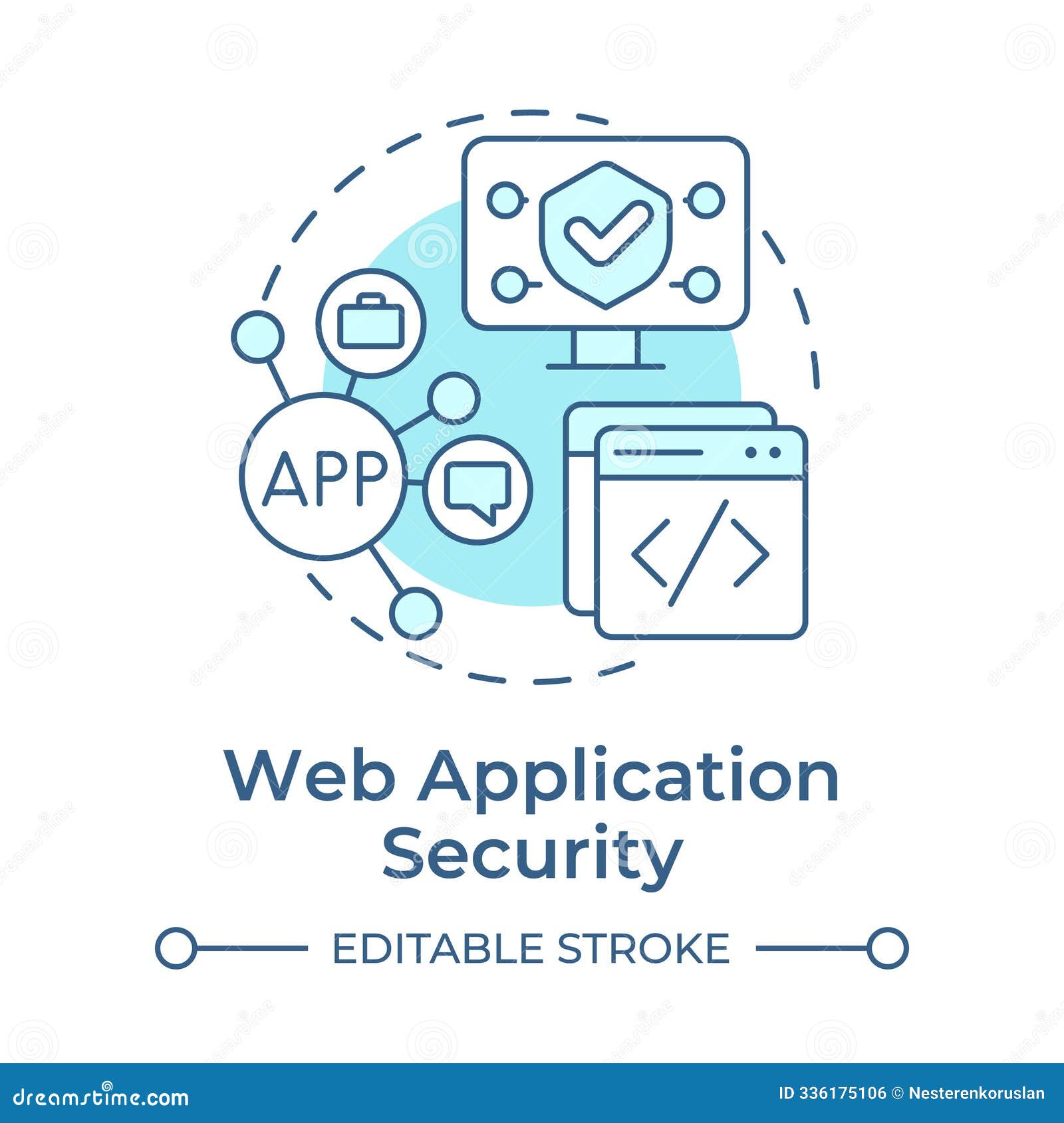 Web Application Security Soft Blue Concept Icon Stock Vector