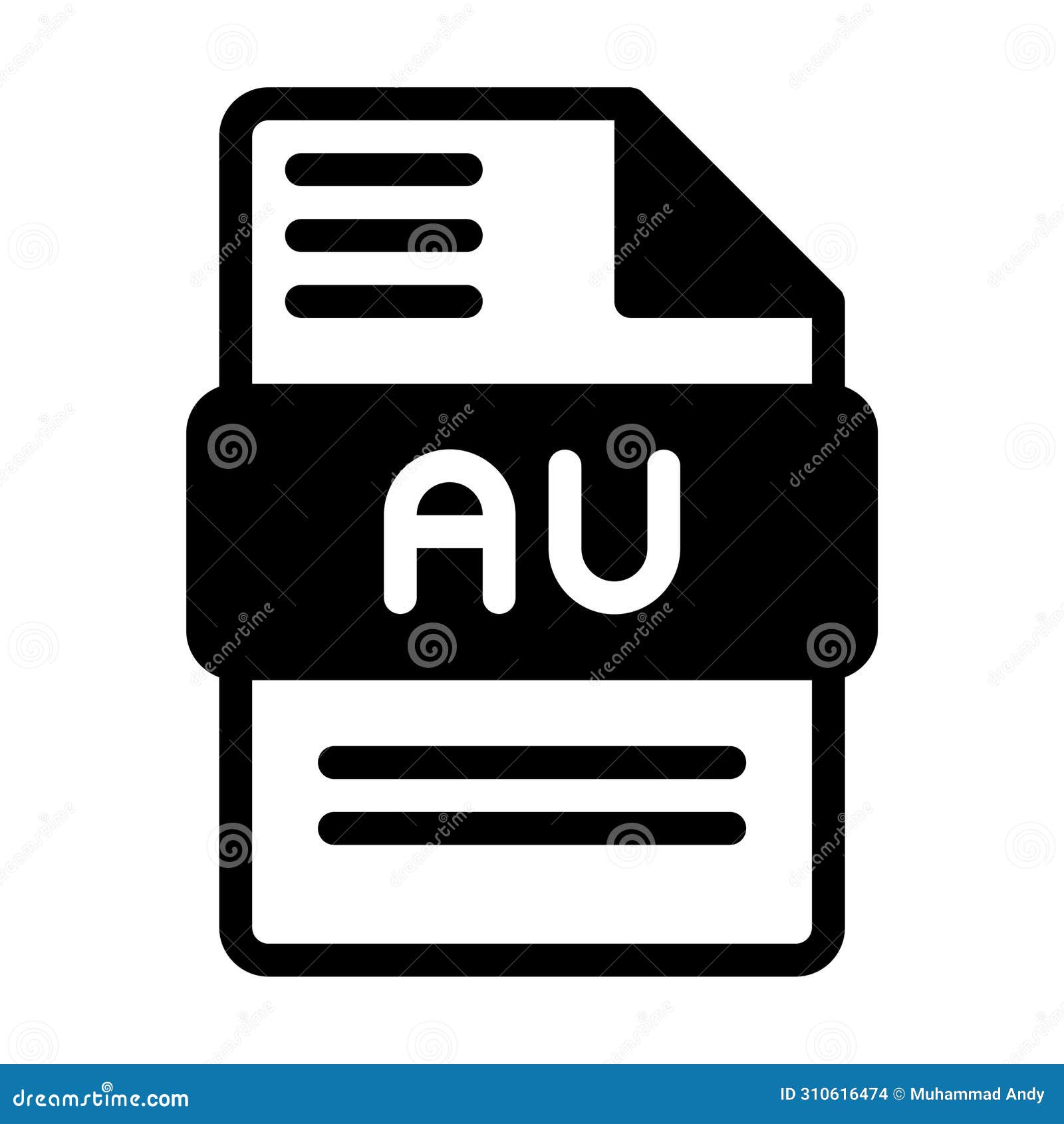 Au File Icon. Audio Format Symbol Solid Icons, Vector Illustration ...