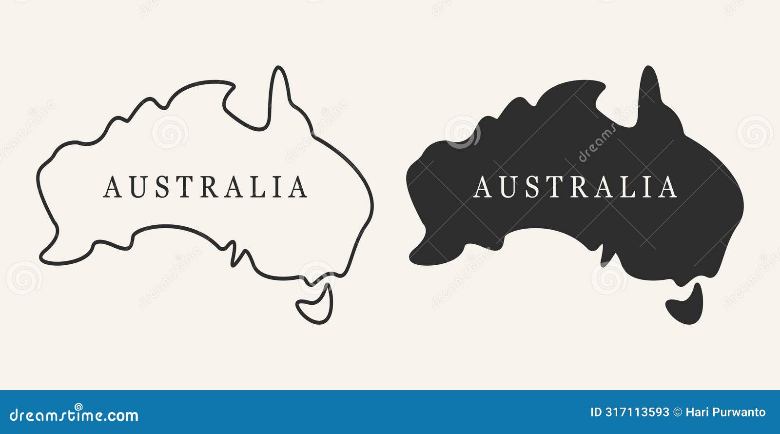 Australia Line Map Vector Illustration Stock Vector - Illustration of ...
