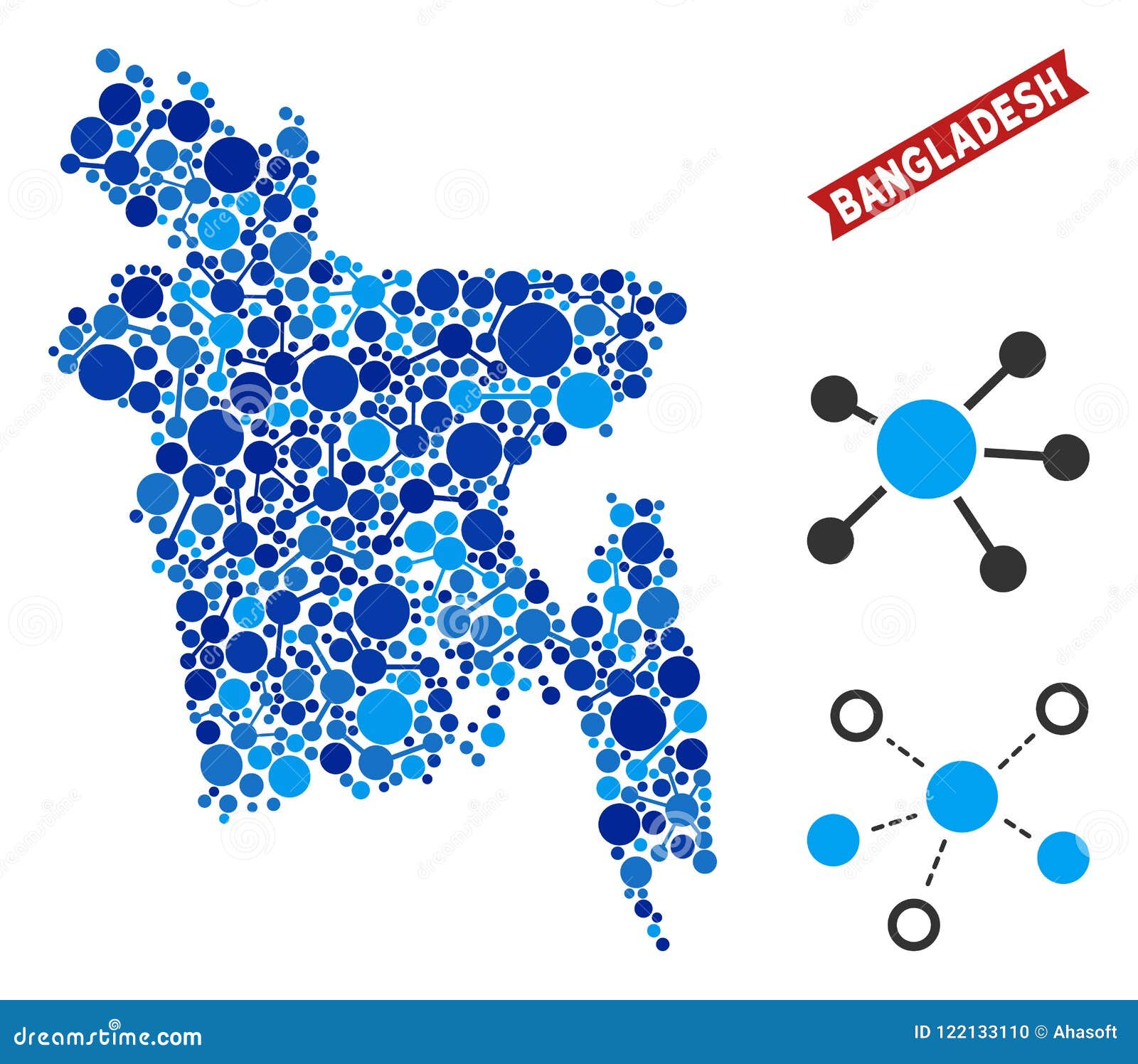 Bangladesh Map Connections Composition Stock Vector - Illustration of ...