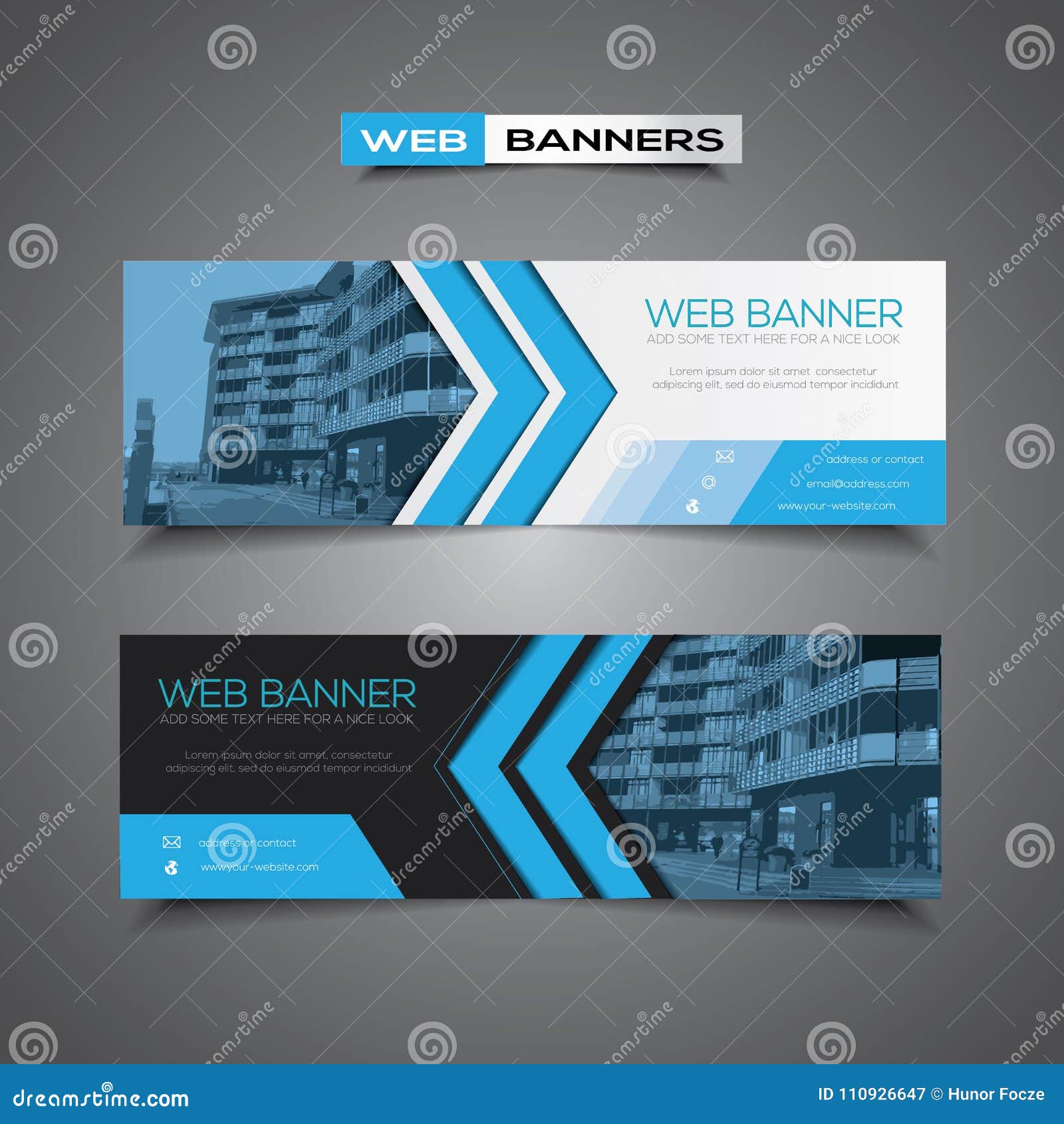 Web Banner with Abstract Vector Design, Blue Colors Stock Vector ...
