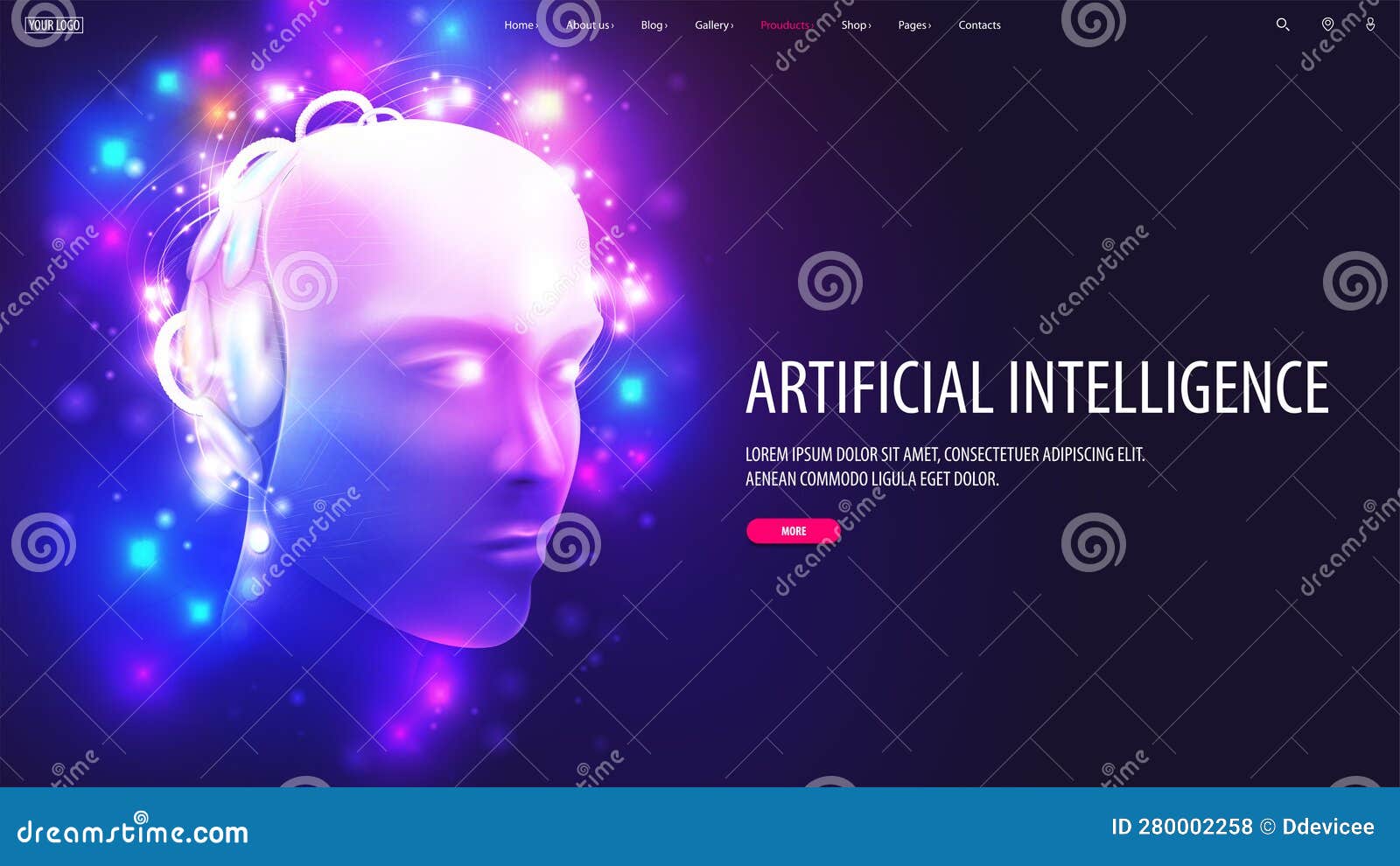 Web Banner with Artificial Intelligence Computer Database Concept with ...
