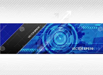 Web Banner with Blue Technology Illustration. Stock Vector ...