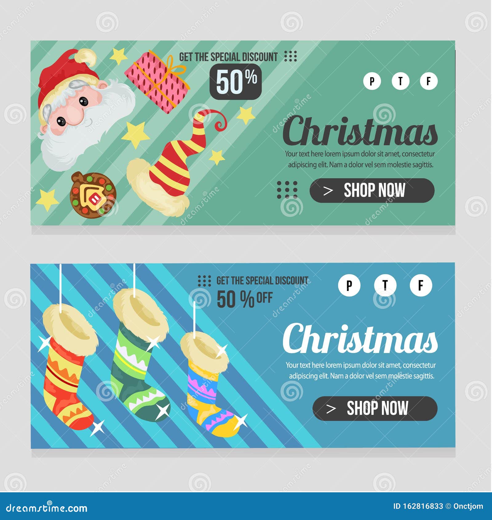 Web Banner Christmas Template with Santa Claus Hat Cookie Stock Vector ...