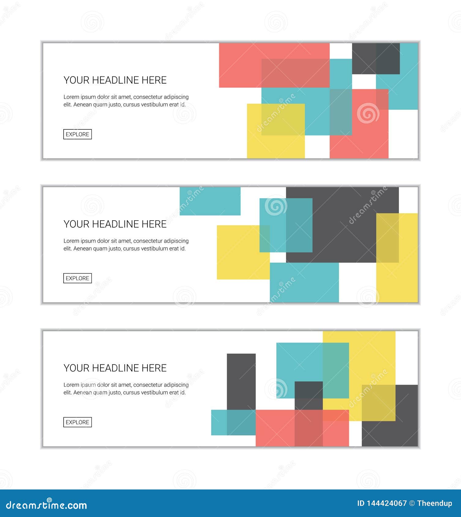 Web Banner Design Template Set Consisting of Abstract Background ...