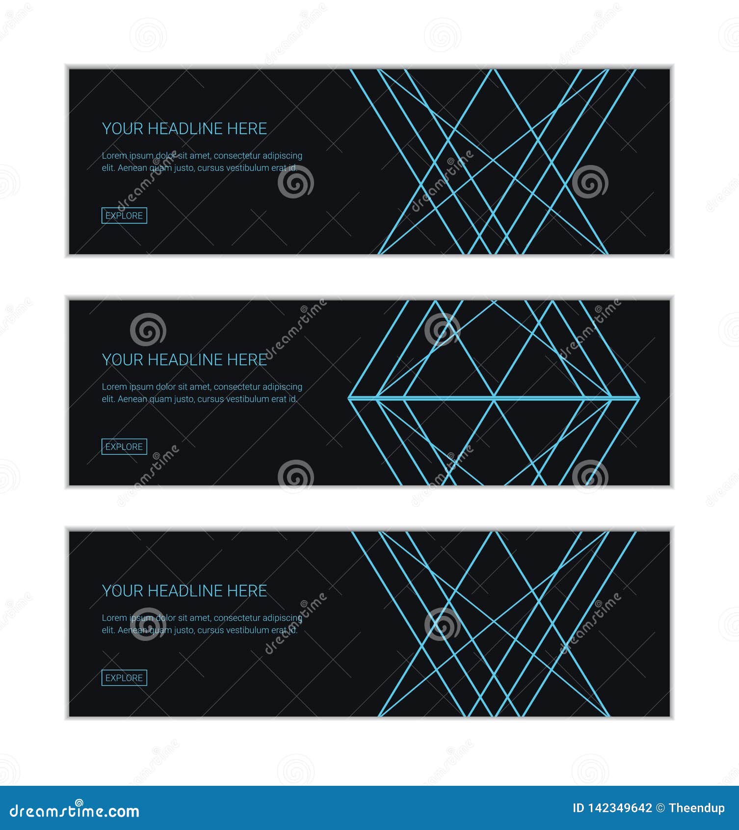 Web Banner Design Template Set Consisting of Abstract Backgrounds Made ...