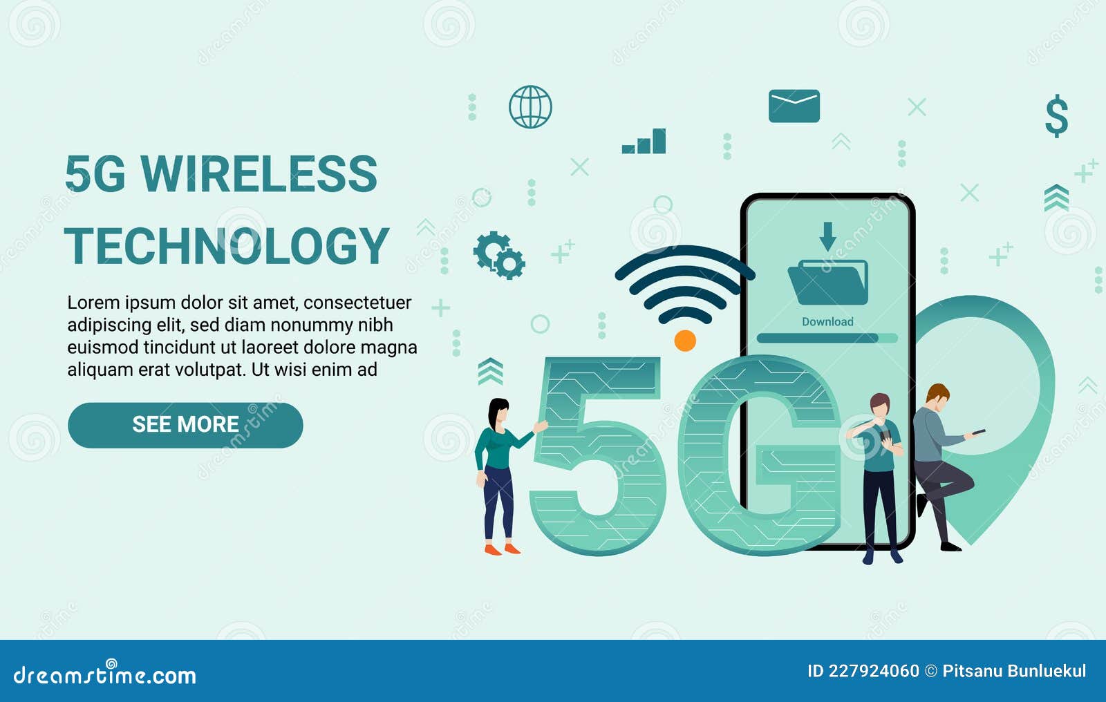 Web Banner, 5G Network Technology Vector Illustration Stock Vector ...