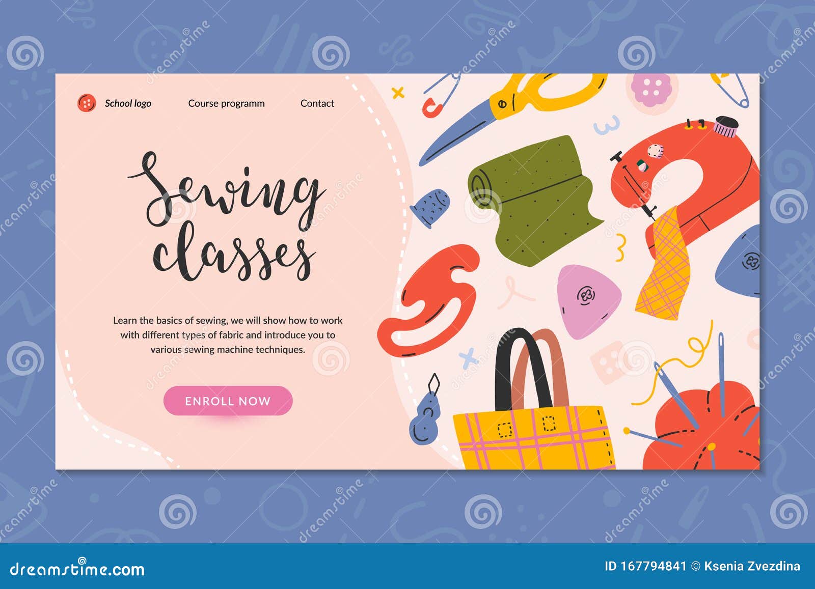 Web Banner Layout for Sewing Classes, Online Course or Workshop. Hand ...