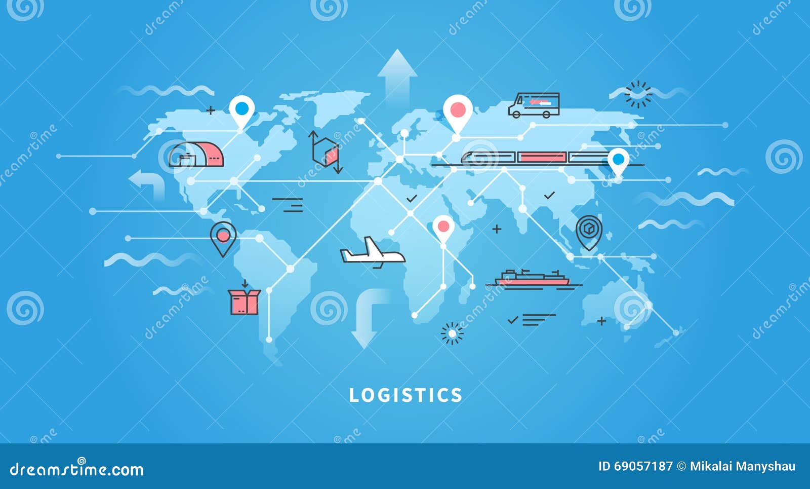 Web banner of logistics stock vector. Illustration of travel - 69057187