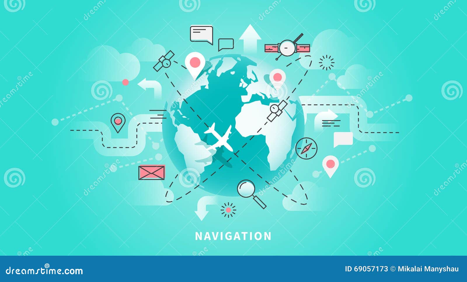 Web Banner of Map Navigation Stock Vector - Illustration of highway ...