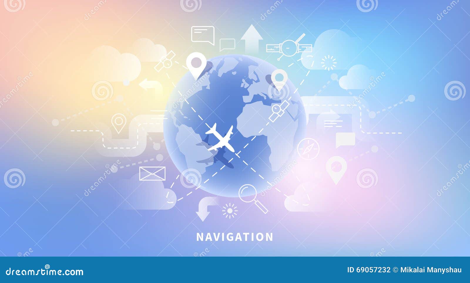 Web Banner Of Map Navigation Stock Vector - Illustration of arrow ...
