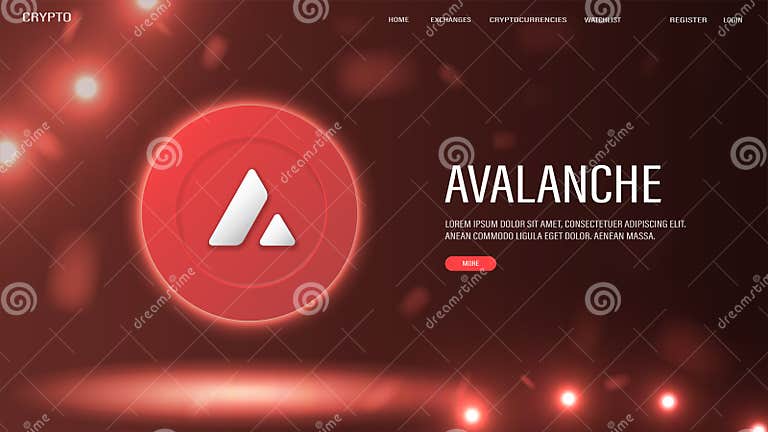 A Web Banner with a Neon Logo of the Avalanche (AVAX) Cryptocurrency ...