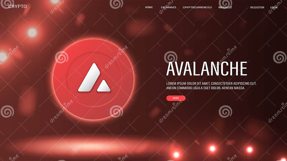 A Web Banner with a Neon Logo of the Avalanche (AVAX) Cryptocurrency ...