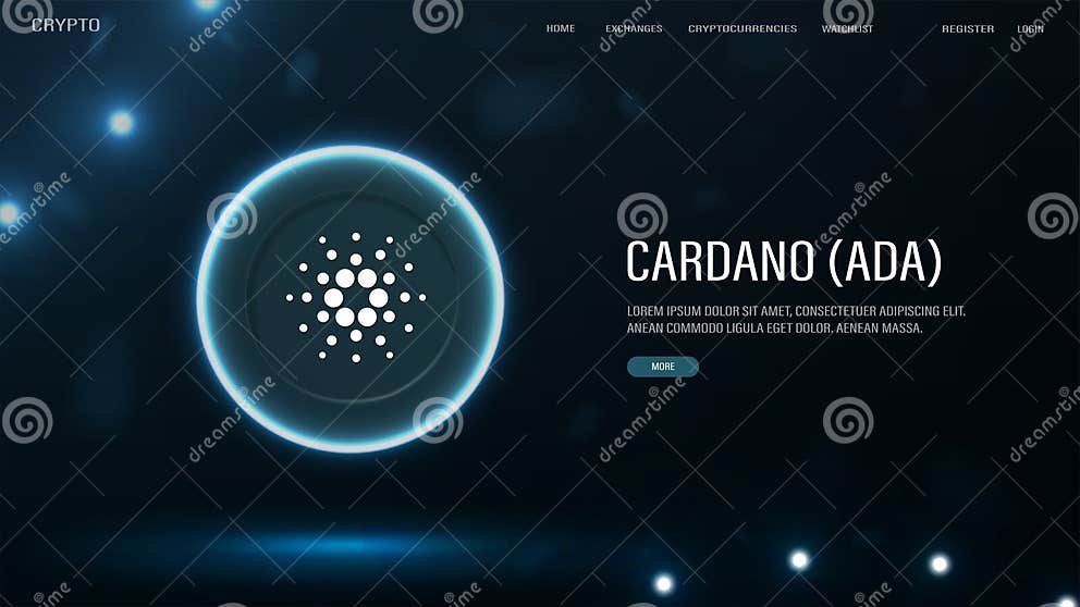 A Web Banner with a Neon Logo of the Cardano (ADA) Cryptocurrency Stock ...