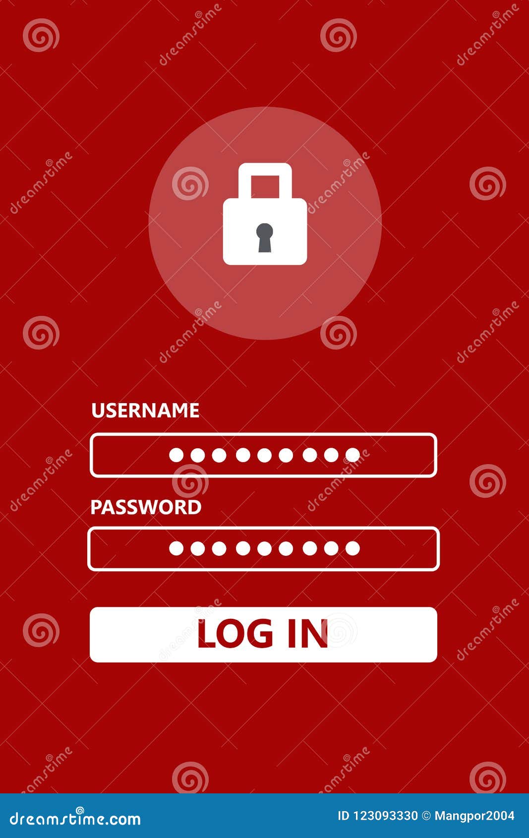 Web Banner, Password Login on Red Background, Cyber Security Con Stock ...