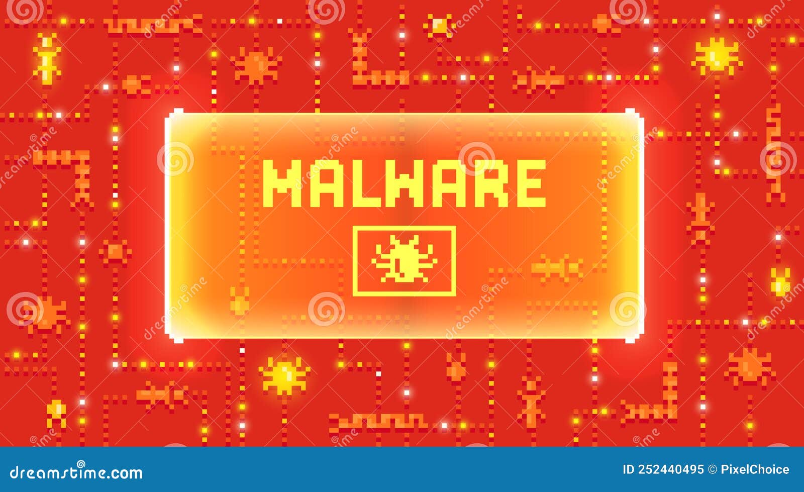 Web Banner with Phrase Malware. Concept of Cyber Attack, Hacking or ...