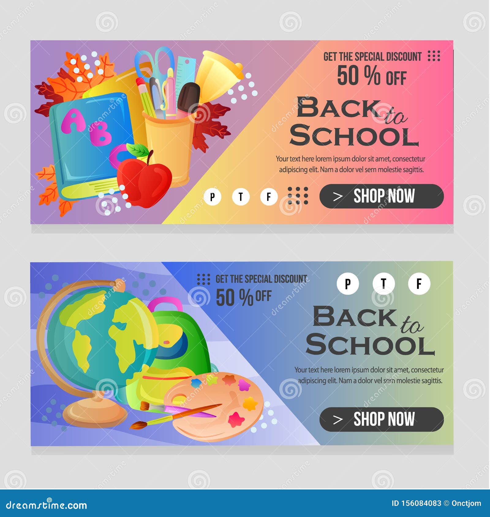 Web Banner School Template with School Stock Stock Vector ...