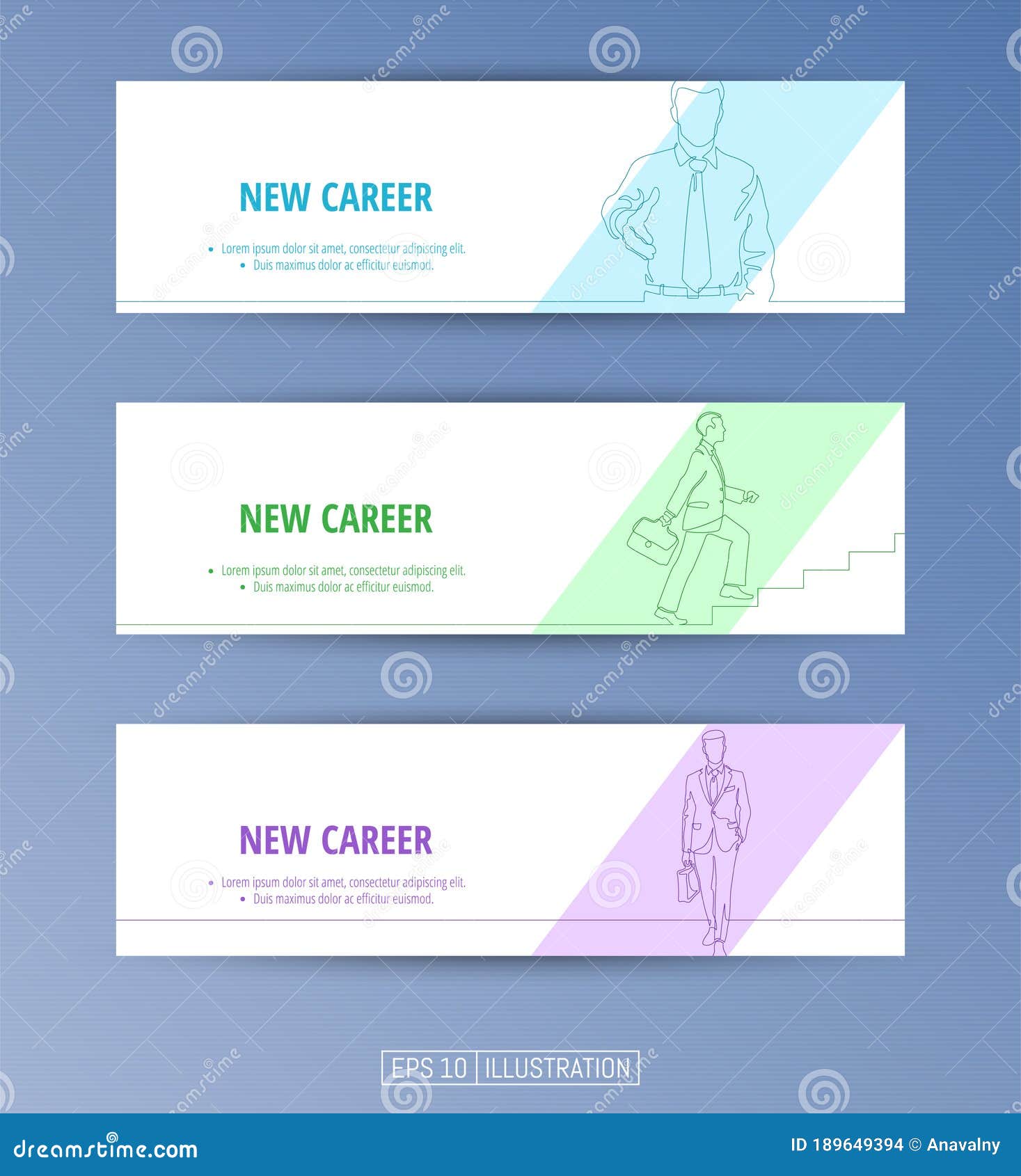 Set of Banners. Continuous Line Drawing of Business and Career Symbols ...