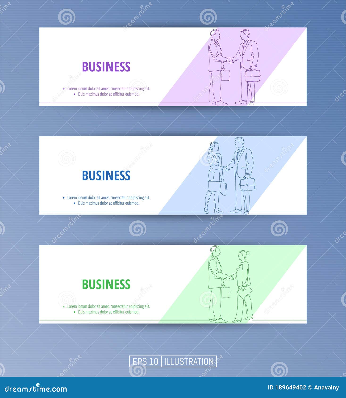 Set Of Banners. Continuous Line Drawing Of Businessmens Handshake ...