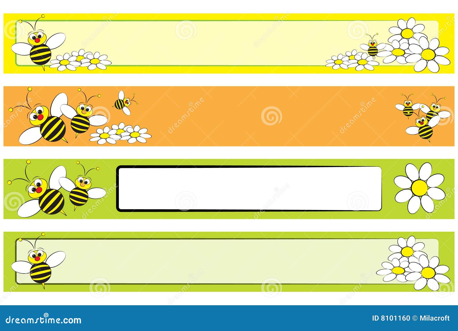Web Banner Set - Bee and Daisies for Children Stock Vector ...