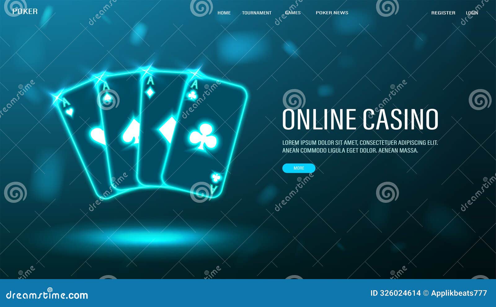 A Web Banner with Shiny, Neon, Blue Poker Cards Stock Vector ...
