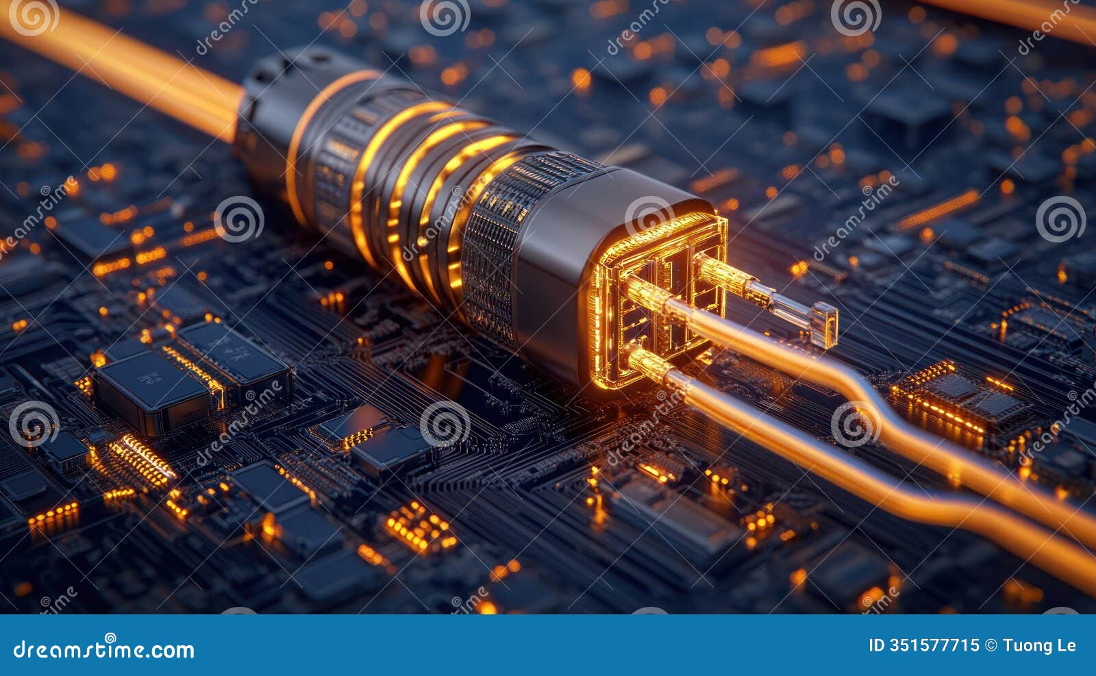 Glowing Data Cables Transferring Information Inside Computer Server ...