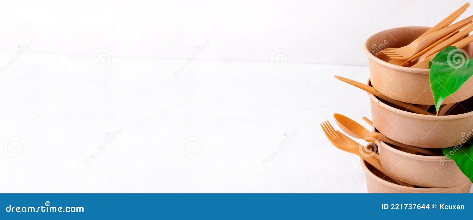 Web Banner with Stack of Eating Utensils Made of Sustainable Materials ...