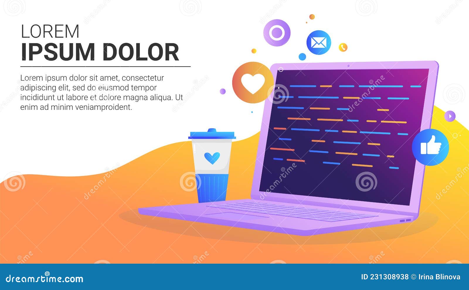 Web Banner Template Business Laptop Message Work Programming Stock ...