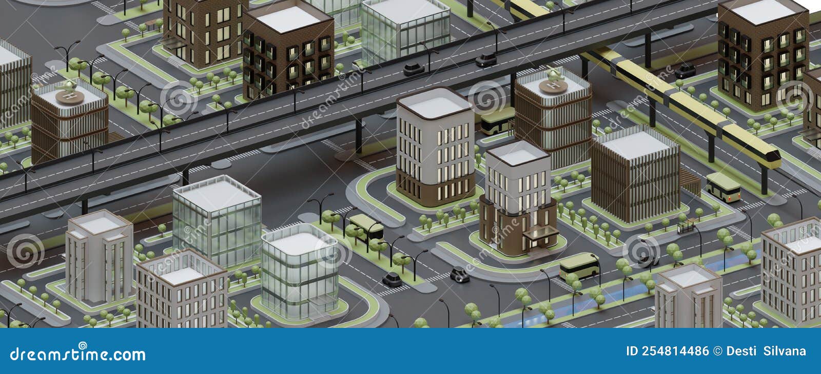Web Banner Template with 3D Isometric City Illustration Stock ...