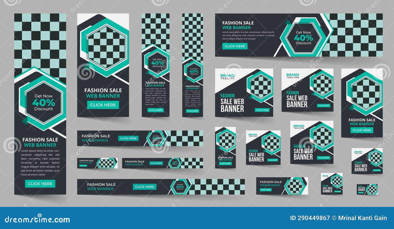 Fashion Sale Web Banner Template Design, Vector Horizontal and Vertical ...