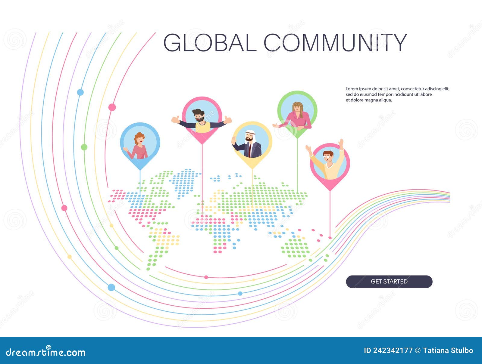 Web Banner Template with Global Community and Network Connections Stock ...