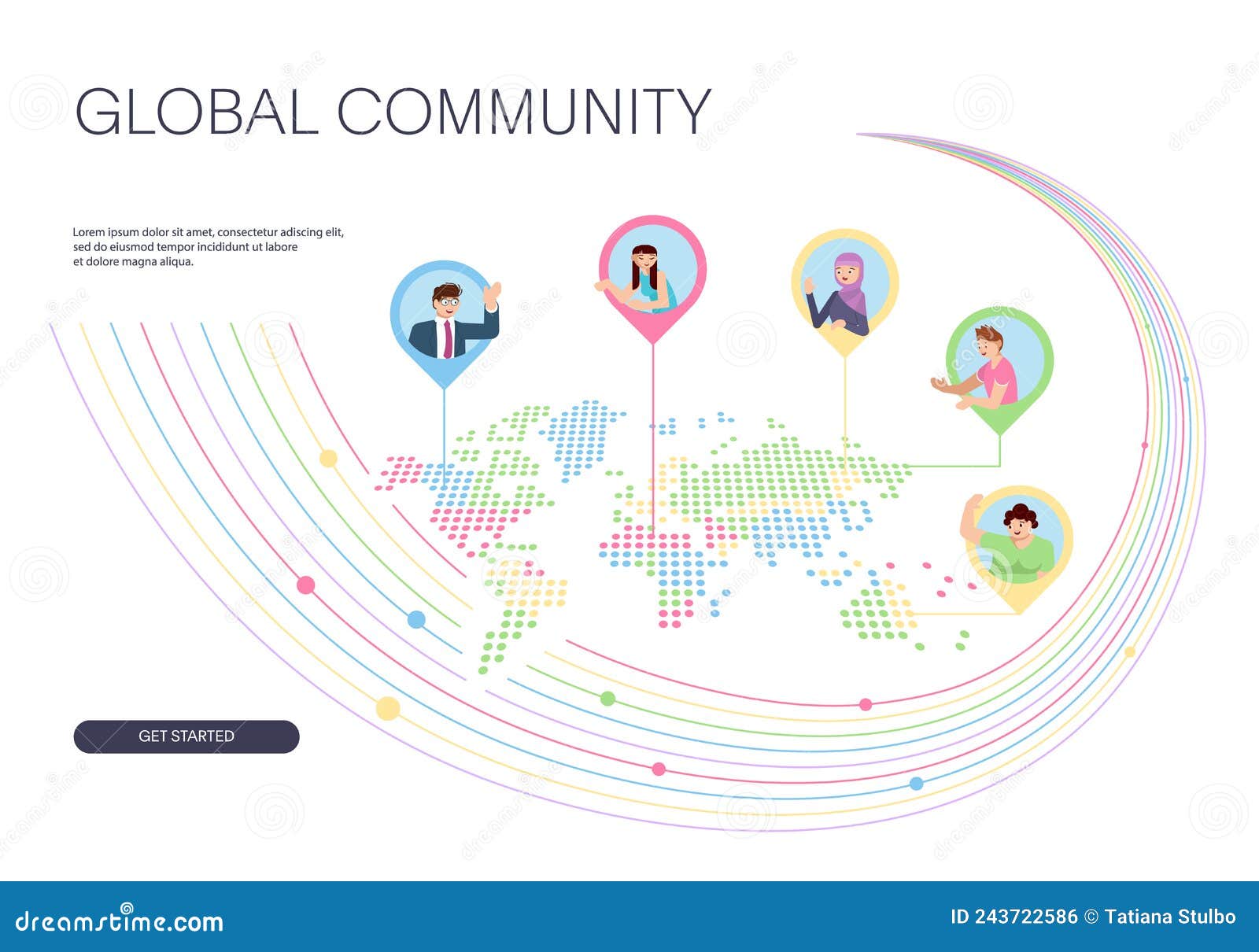 Web Banner Template with Global Community and Network Connections Stock ...