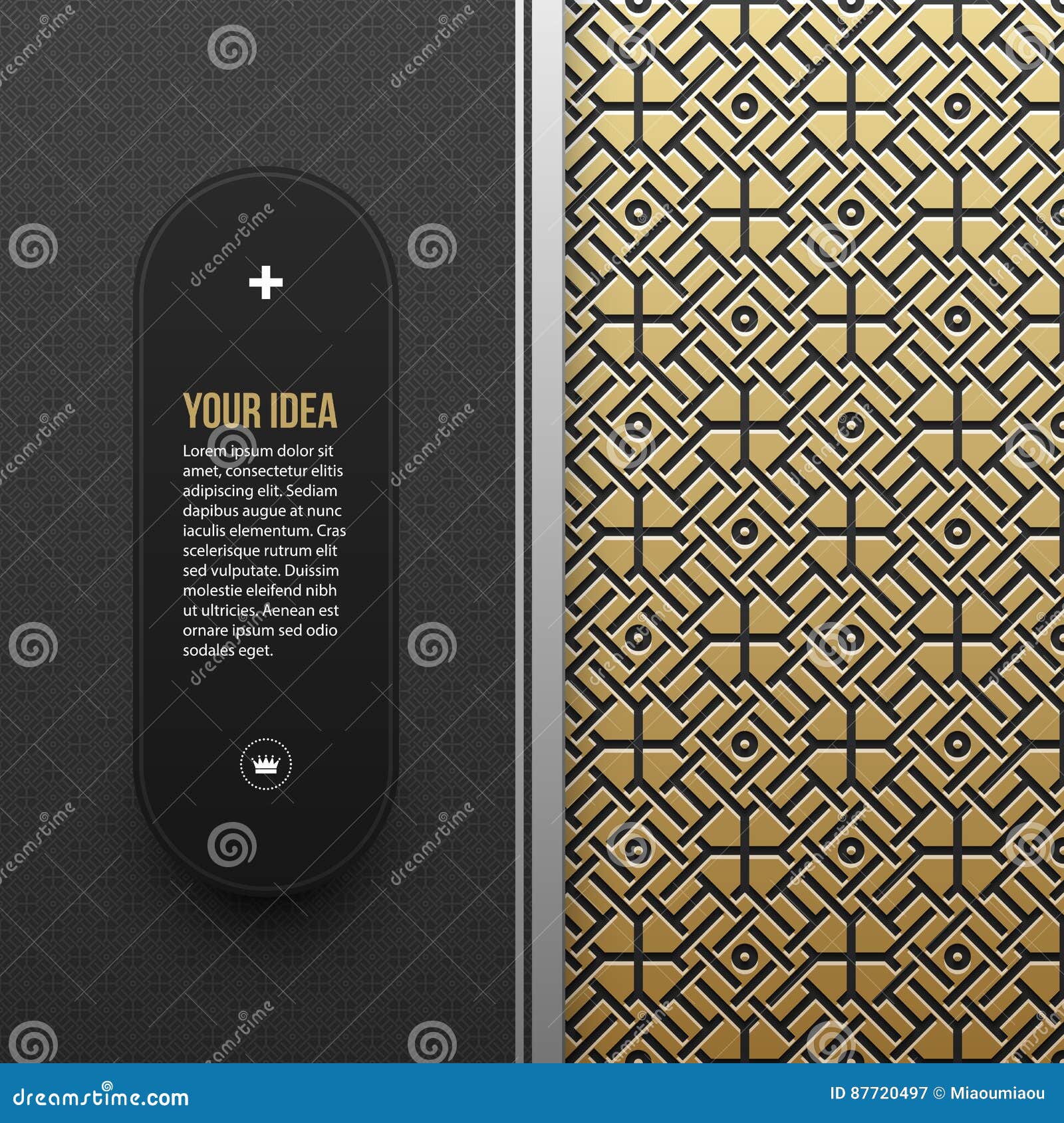 Web Banner Template on Golden Metallic Background with Seamless Pattern ...
